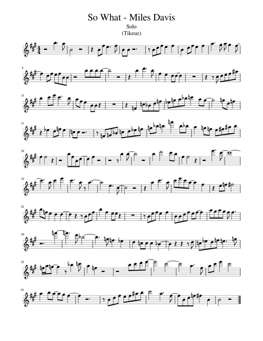 So What Miles Davis Sax Alto Sheet Music for Saxophone alto (Solo ...