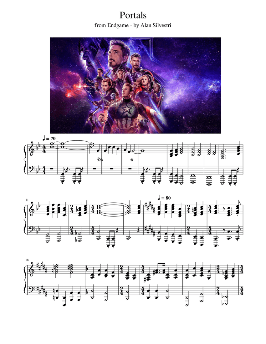 Portals - Avengers Endgame Sheet Music for Piano (Solo) | MuseScore.com