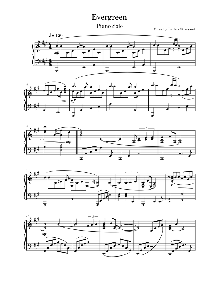 Evergreen Sheet music for Piano (Solo) | Musescore.com