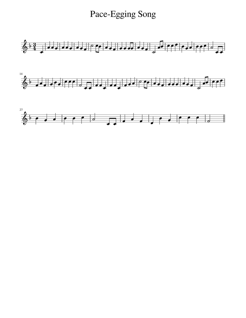 Pace-Egging Song Sheet music for Piano (Solo) Easy | Musescore.com