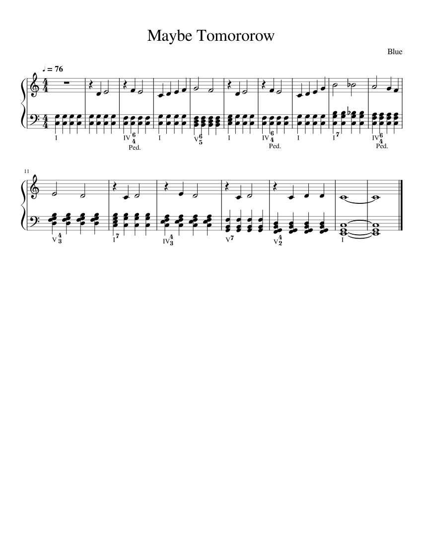 Maybe Tomorrow Sheet Music for Piano (Solo) Easy | MuseScore.com