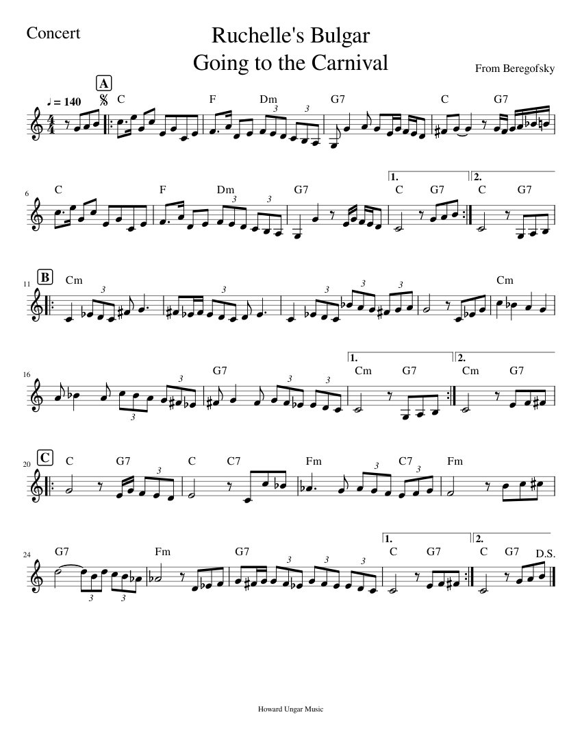 Ruchelle's Bulgar Sheet Music with Chords for Clarinet in b-flat (Solo ...