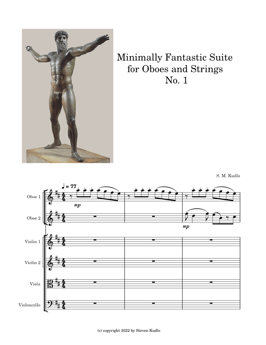 Minimally Fantastic Suite for Oboes and Strings No. 1 - Steven Kudlo Sheet music for Oboe ...
