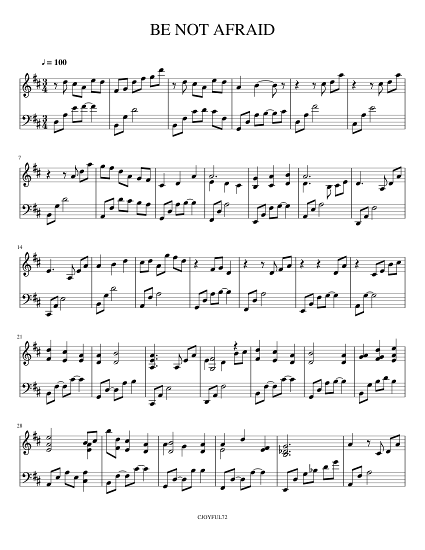 BE NOT AFRAID Sheet Music for Piano (Solo) | MuseScore.com