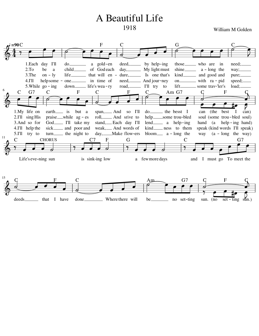 A Beautiful Life Sheet Music for Piano (Solo) Easy | MuseScore.com