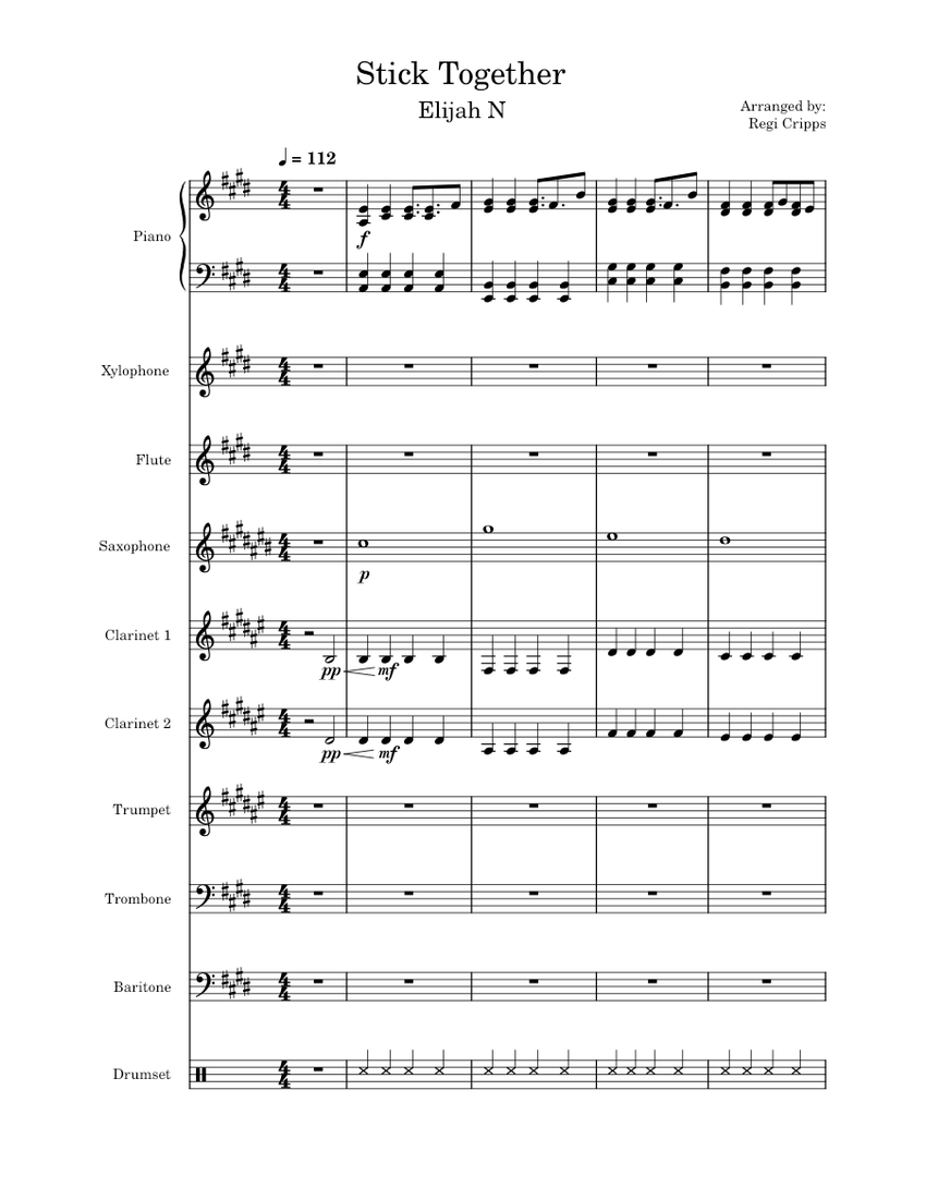 Stick together – Elias Naslin Sheet music for Piano, Trombone, Flute ...