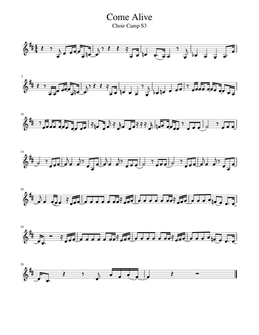 Come Alive Sheet Music for Piano (Solo) easy | MuseScore.com