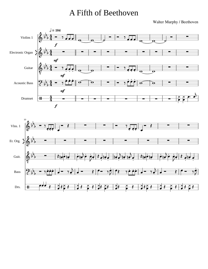 A fifth of beethoven – Walter Murphy A Fifth of Beethoven Sheet Music ...
