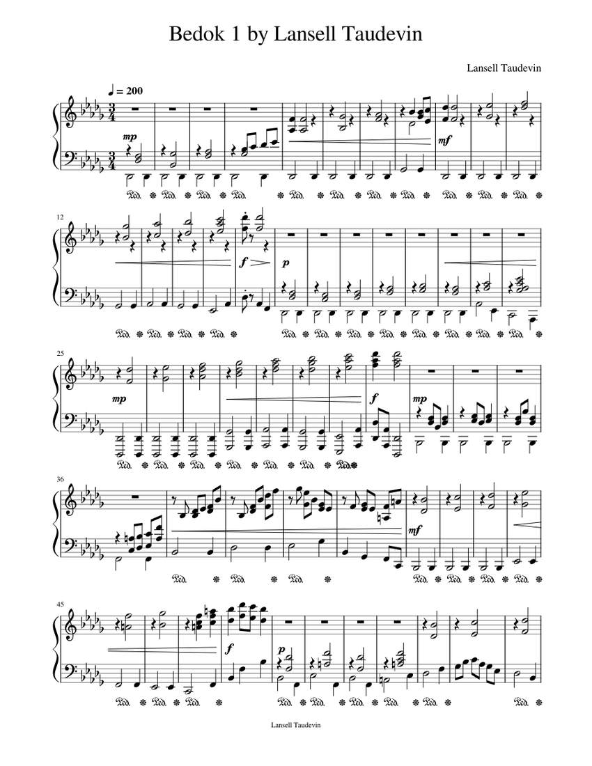 Bedok 1 by Lansell Taudevin Sheet music for Piano (Solo) | Musescore.com