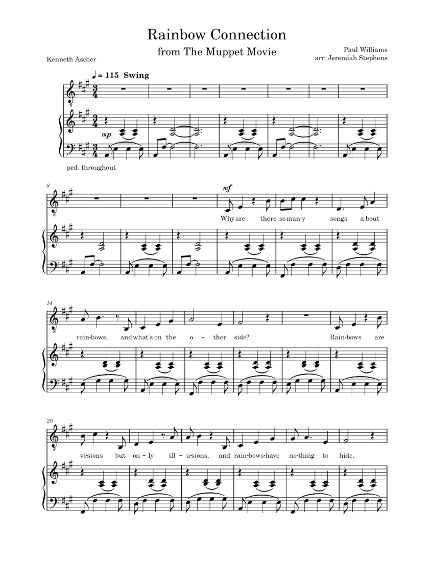 Rainbow Connection Sheet Music for Piano, Vocals (Piano-Voice ...