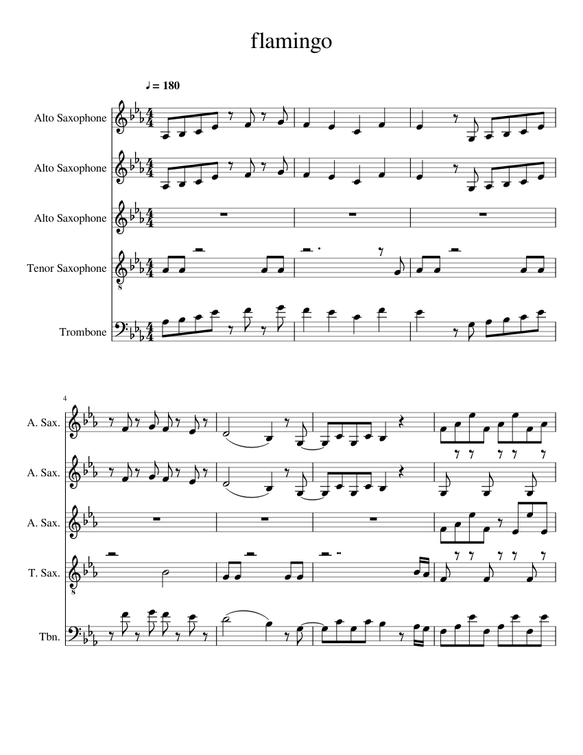 Flamingo - KKB for NIGHTCORE Sheet music for Trombone, Saxophone alto ...
