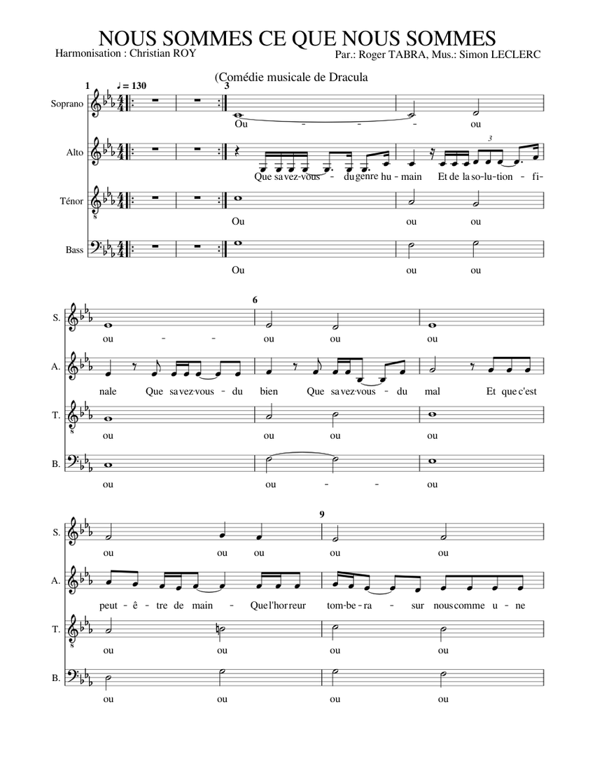 NOUS SOMMES CE QUE NOUS SOMMES Sheet music for Bass guitar (Solo ...