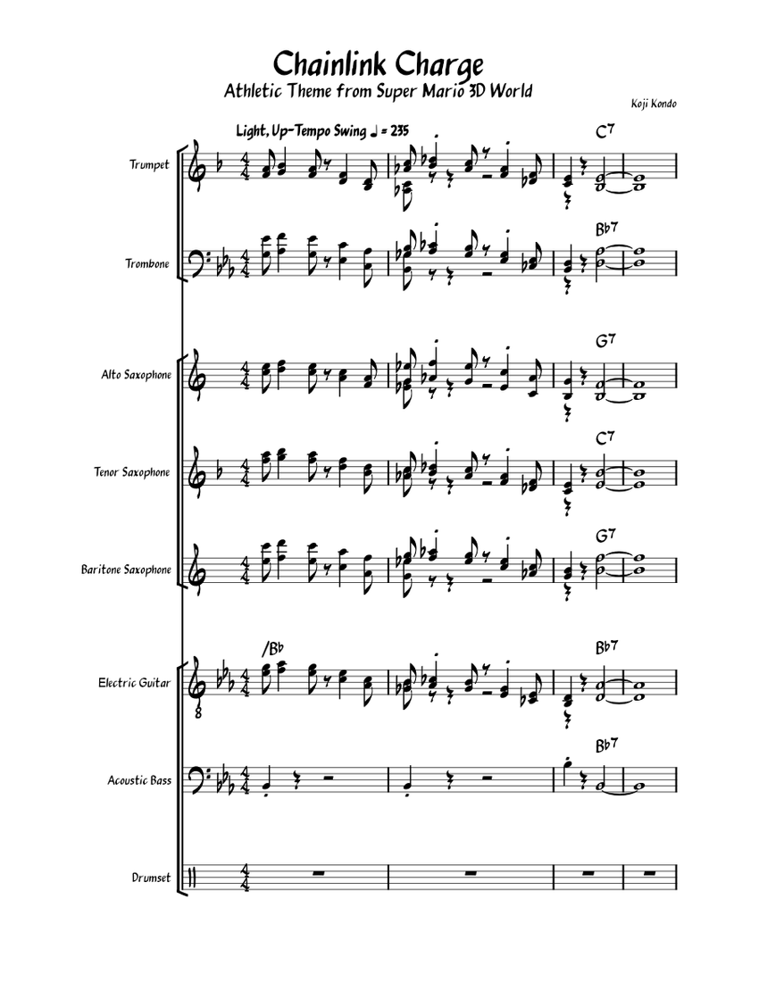 Chainlink Charge (3D World Athletic Theme) - Koji Kondo Sheet Music for ...