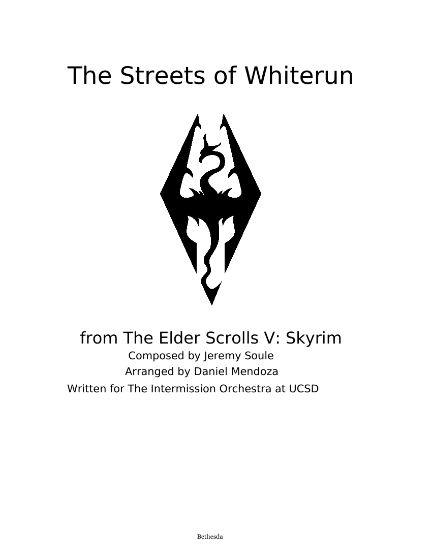 The Streets Of Whiterun Jeremy Soule Sheet Music For Piano Trombone