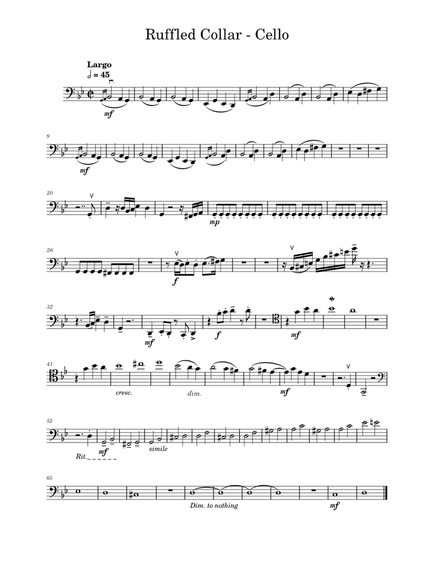 Ruffled Collar - Cello Sheet music for Piano (String Quartet) Easy ...
