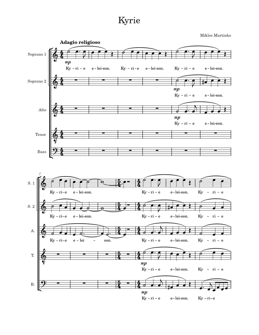 Kyrie Sheet music for Soprano, Alto, Tenor, Bass voice (SATB ...