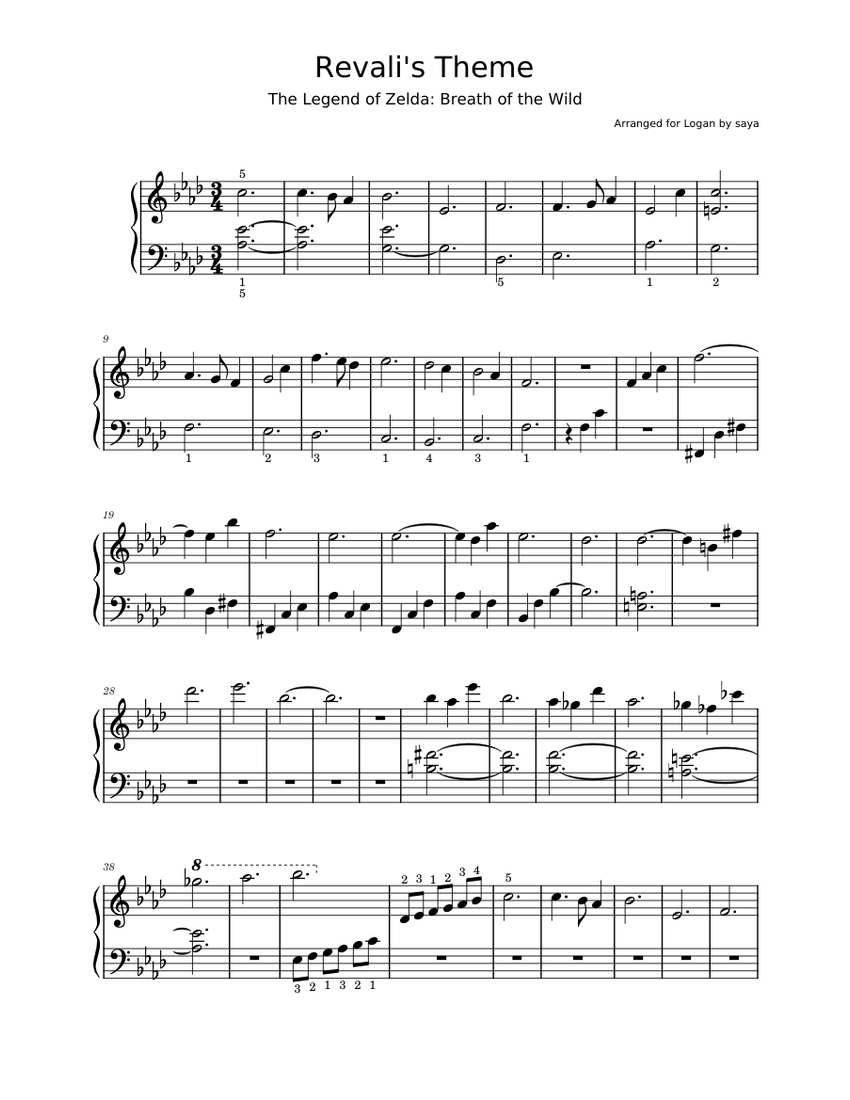 Revali's Theme – Manaka Kataoka Sheet music for Piano (Solo) | Musescore.com