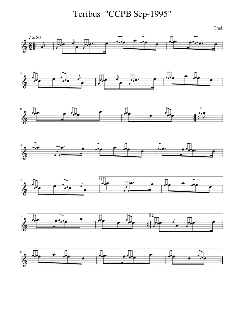 Traditional music - Teribus "CCPB Sep-1995" - piano tutorial