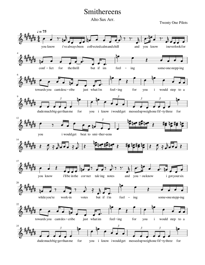Smithereens Sheet Music for Saxophone alto (Solo) | MuseScore.com