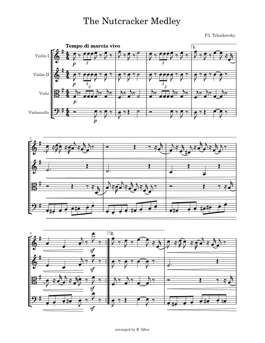 The Nutcracker Medley - Piotr Illyich Tchaikovsky Sheet Music for ...