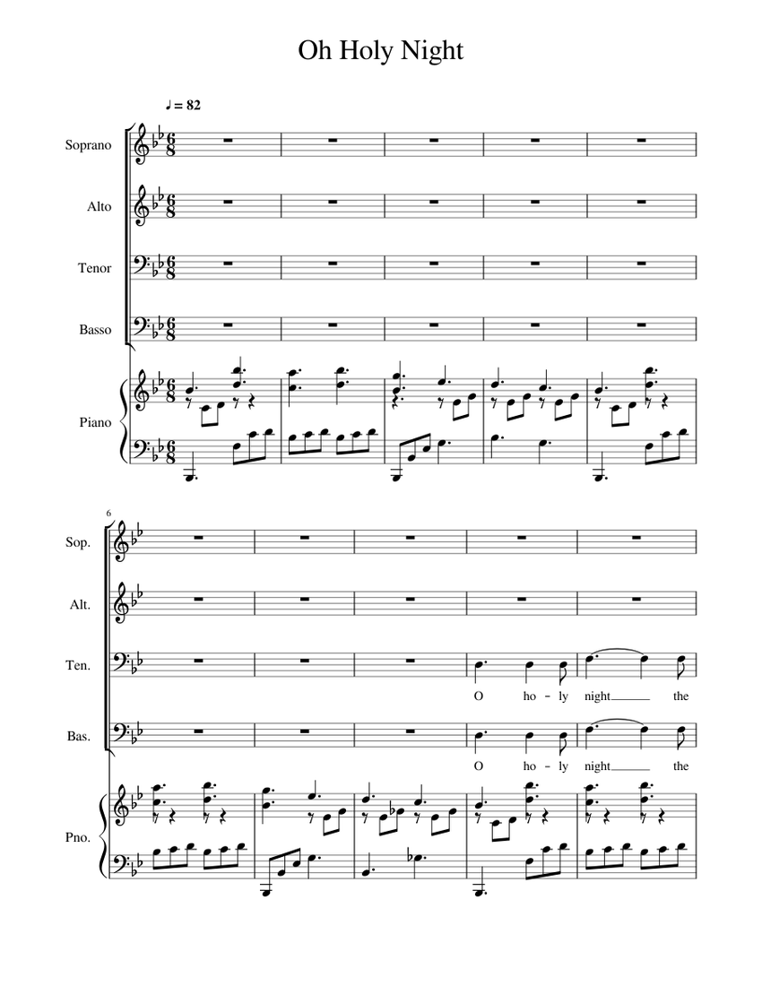 Oh Holy Night Sheet music for Piano, Oboe, Bassoon, Violin (Mixed ...