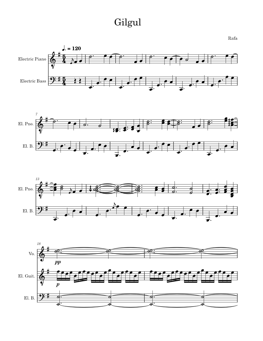 Gilgul Sheet music for Piano, Organ, Vocals, Guitar & more instruments ...