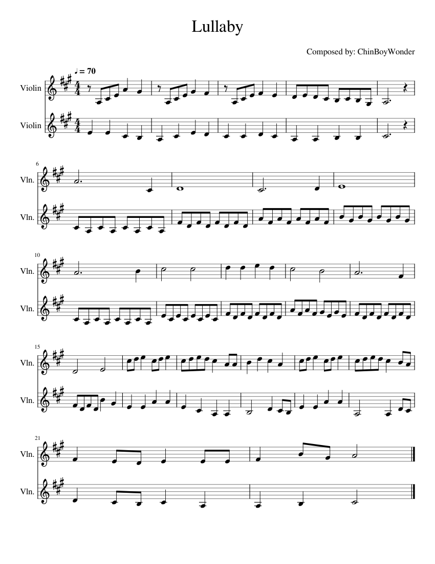 Lullaby Sheet music for Violin (String Duet) | Musescore.com
