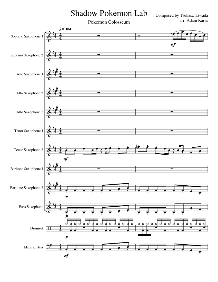 Shadow Pokemon Lab for Sax Choir Sheet music for Saxophone alto ...