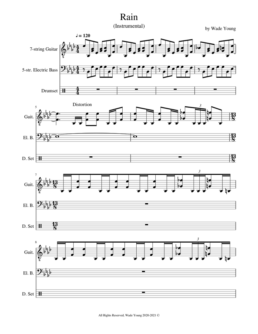 Rain Sheet music for Guitar, Bass guitar, Drum group (Concert Band ...