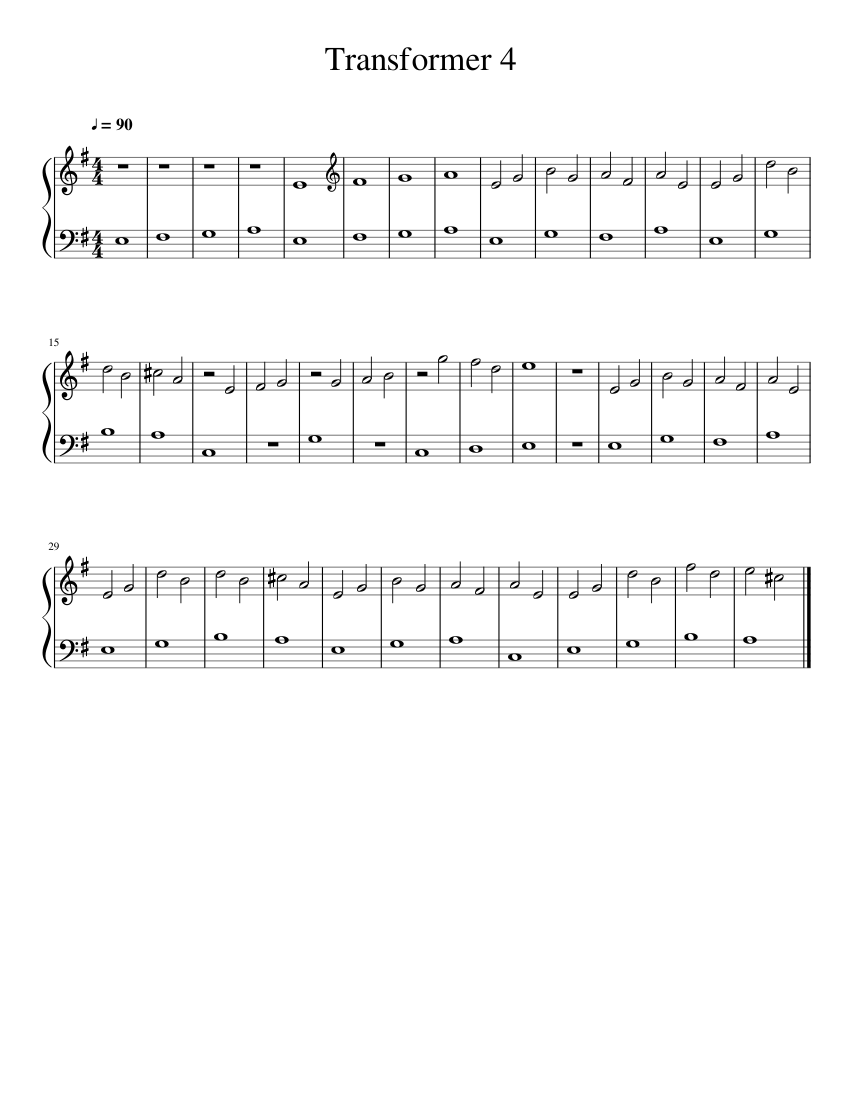 Transformer 4 Sheet Music for Piano (Solo) Easy | MuseScore.com
