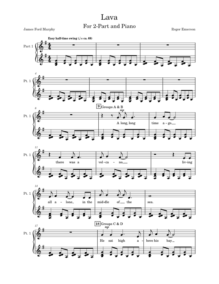 Lava - Roger Emerson Sheet Music for Piano (Piano-Voice) | MuseScore.com
