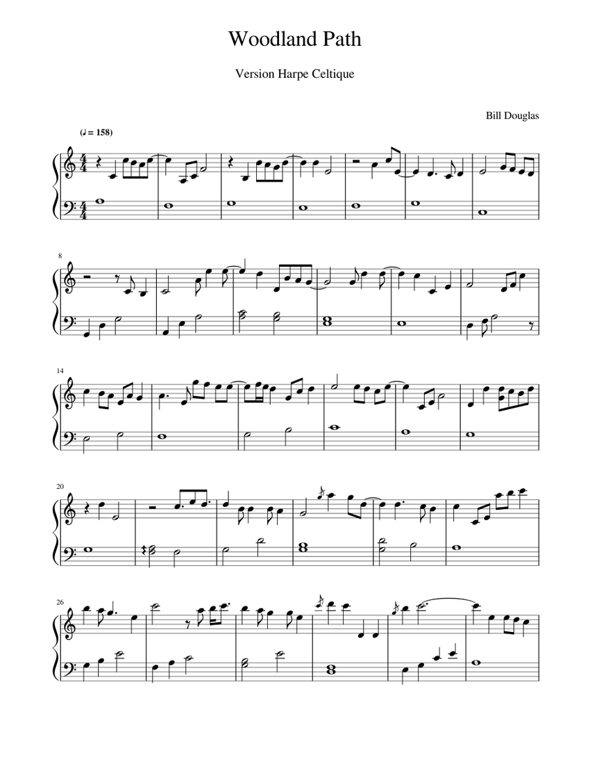 Woodland Path – Bill Douglas - piano tutorial