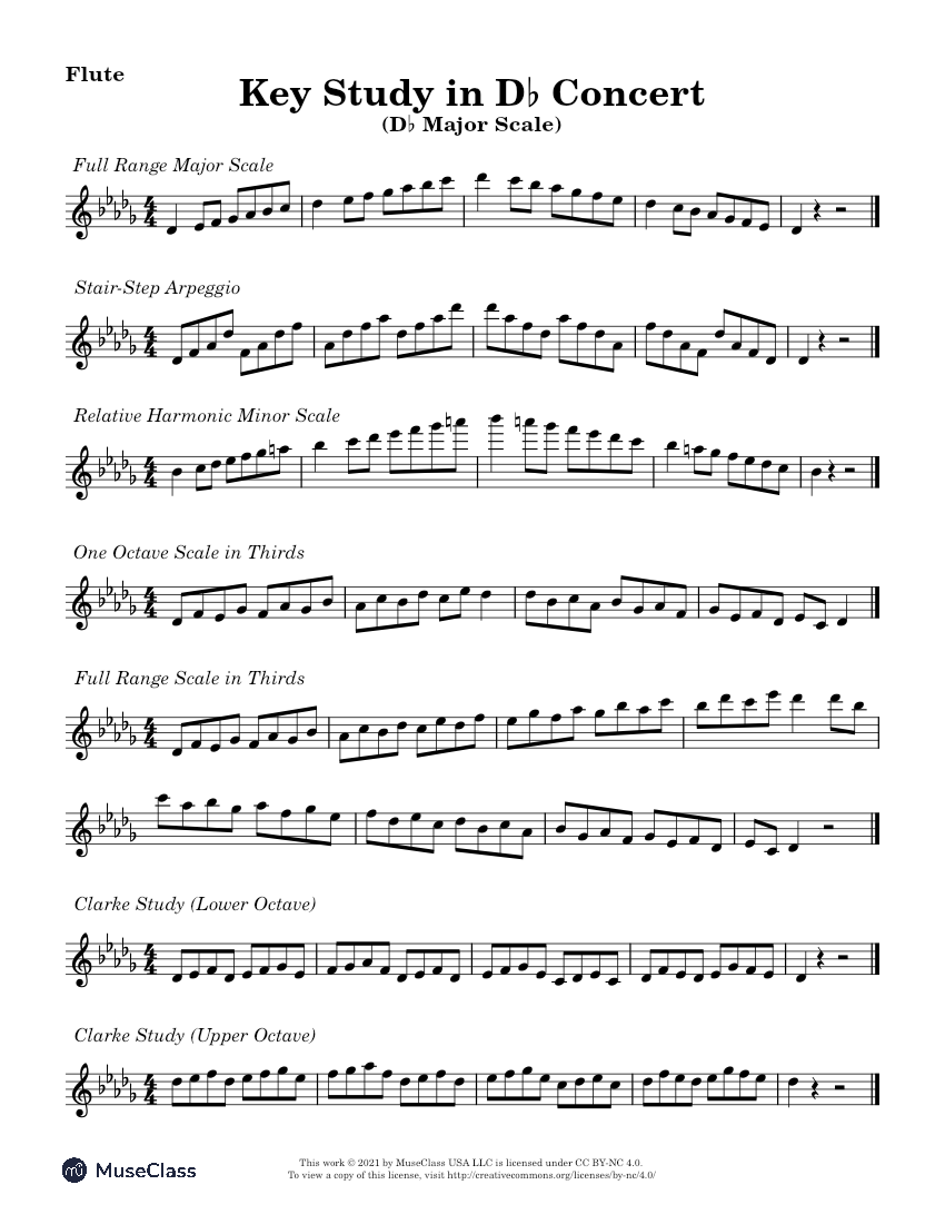 Key Study in Db Major for Flute Sheet Music for Flute (Solo ...