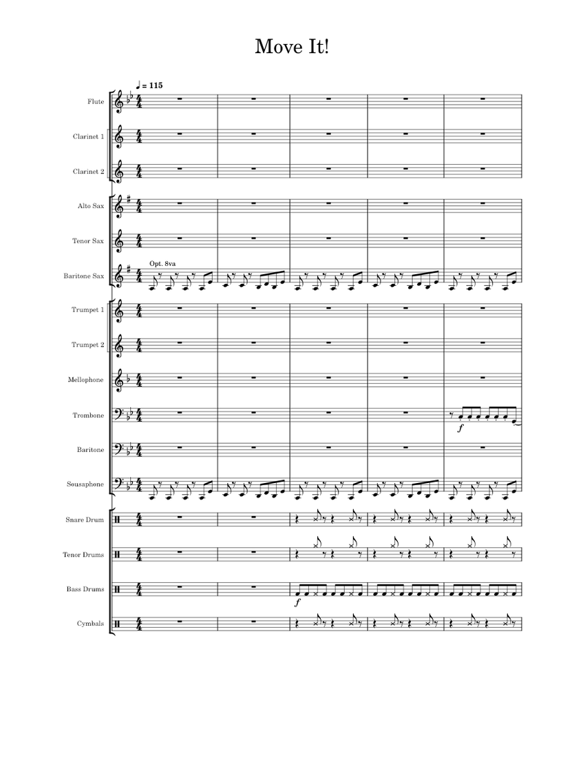 Move It! Sheet Music for Trombone, Flute, Clarinet in b-flat, Saxophone alto & more instruments ...