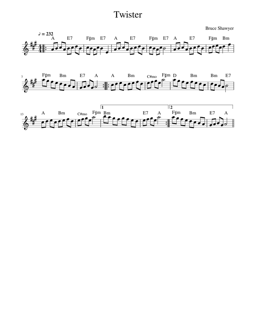 Bruce Shawyer - Twister Sheet music for Piano (Solo) Easy | Musescore.com