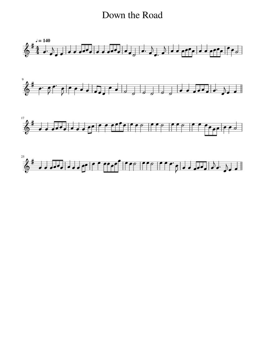 Down the Road Sheet Music for Piano (Solo) easy | MuseScore.com