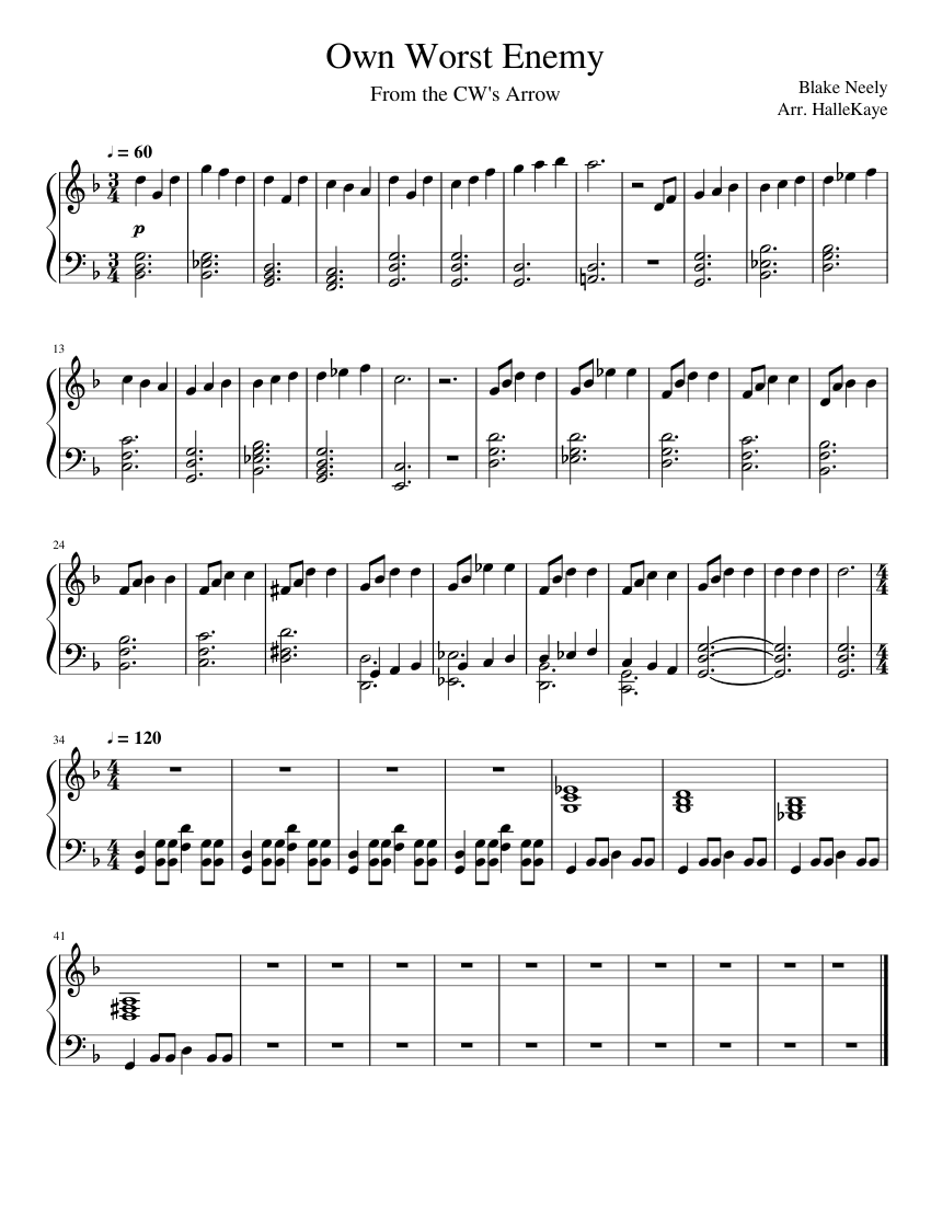 Own Worst Enemy - piano tutorial