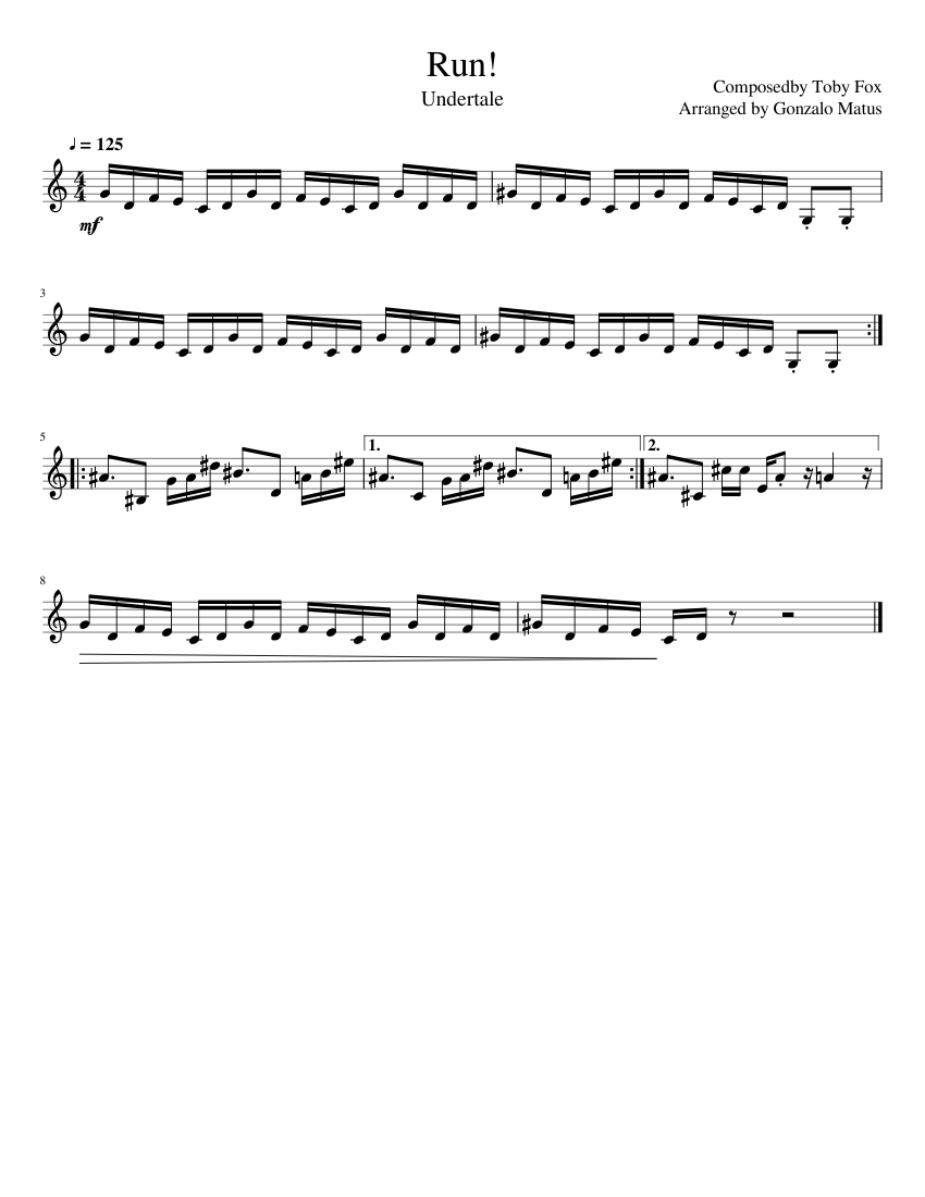 Run! - Violin Solo Sheet Music for Violin (Solo) | MuseScore.com