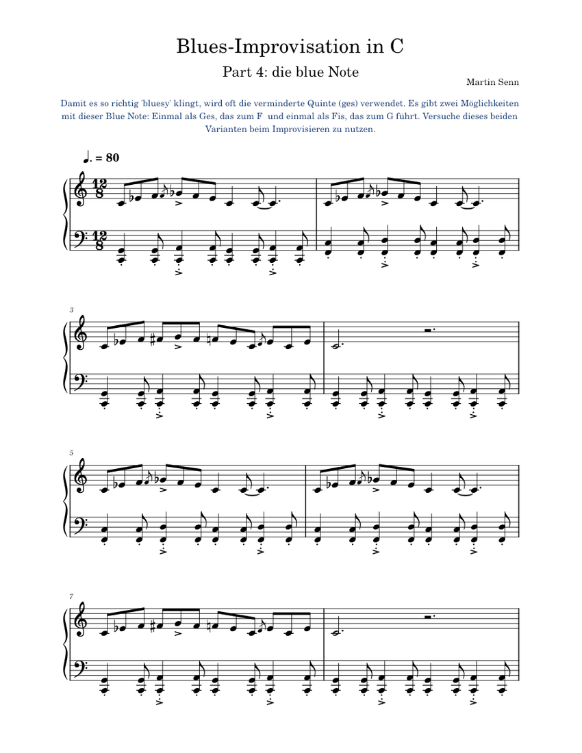 Blues-Improvisation #4 Sheet Music with Chords for Piano (Solo) | MuseScore.com