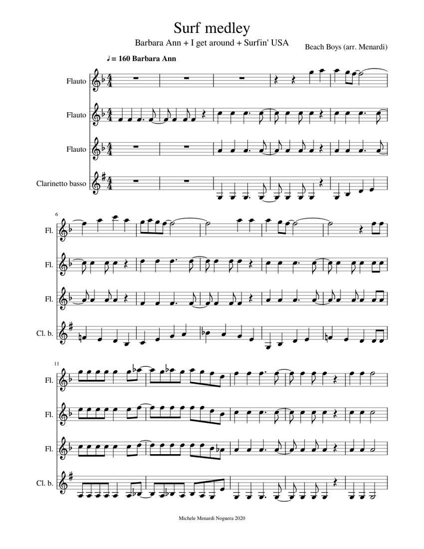 Beach Boys medley (Barbara Ann, I get around, Surfin' USA) - 3 flutes ...