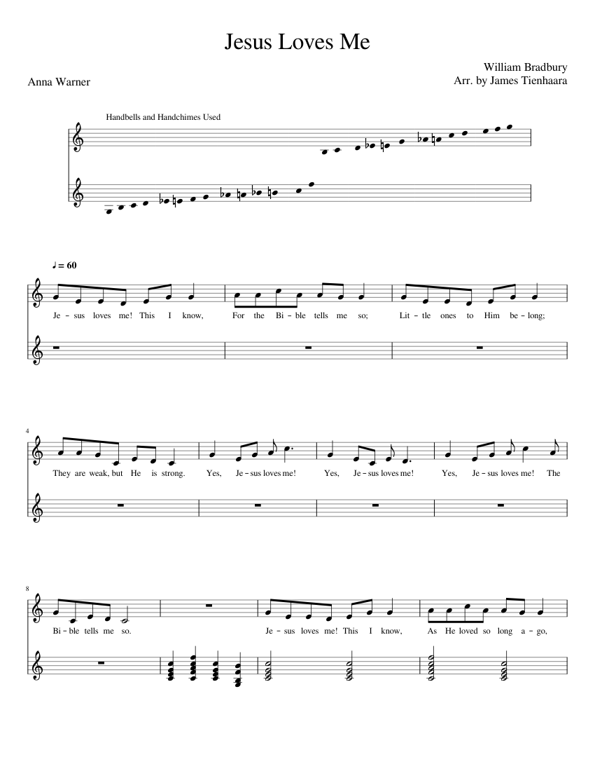 Jesus Loves Me Sheet Music for Handbells (Solo) | MuseScore.com