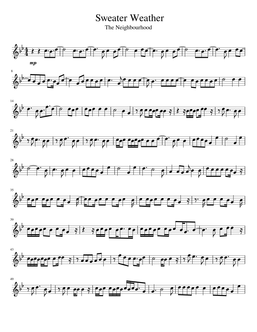 Sweater Weather Sheet Music for Violin (Solo) | MuseScore.com