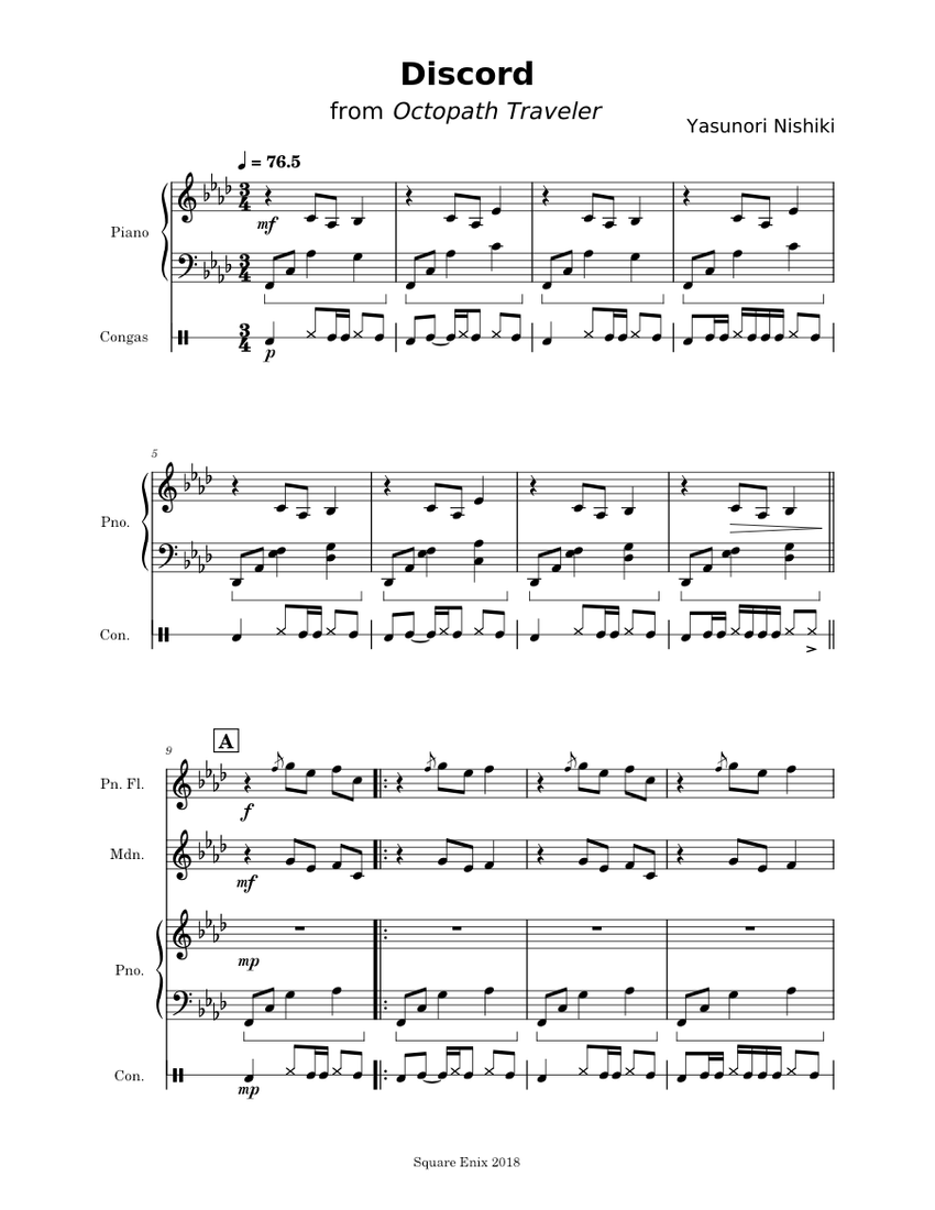Discord (Octopath Traveler) – Yasunori Nishiki Sheet music for Piano ...