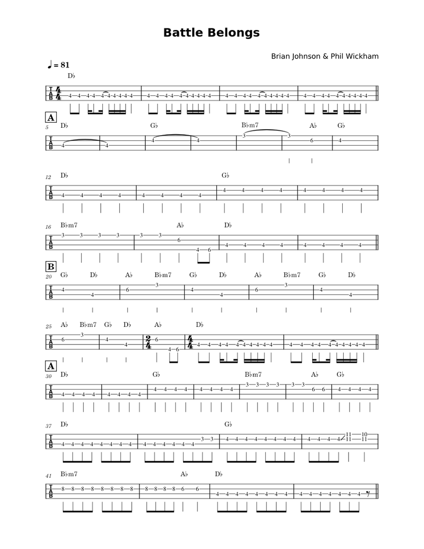 Battle Belongs – Phil Wickham (BASS TAB) Sheet Music with Chords for ...