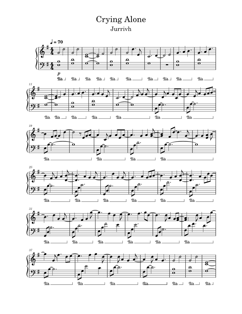 Crying Alone - Jurrivh Sheet Music for Piano (Solo) Easy | MuseScore.com