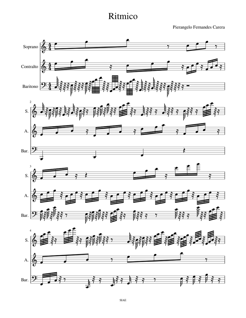 Ritmico Sheet music for Soprano, Alto, Baritone (Choral) | Musescore.com