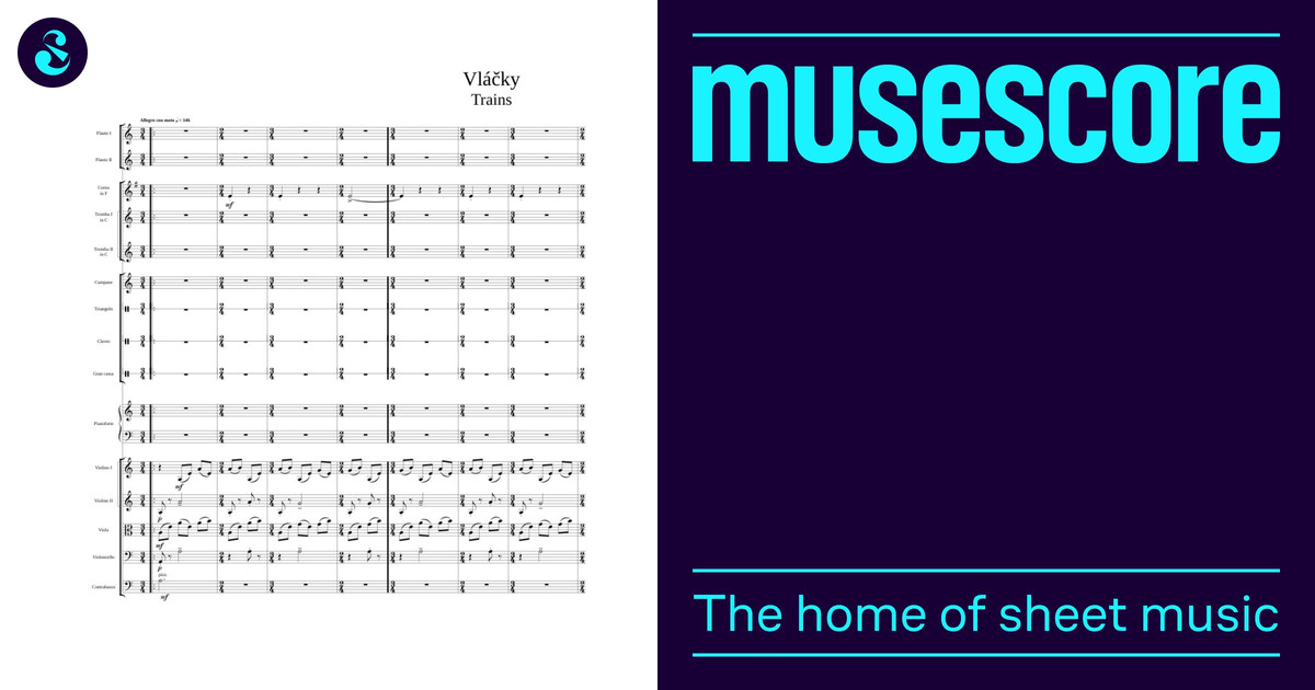 Vláčky (Trains) Sheet music for Piano, Viola, Drum group, Strings group ...