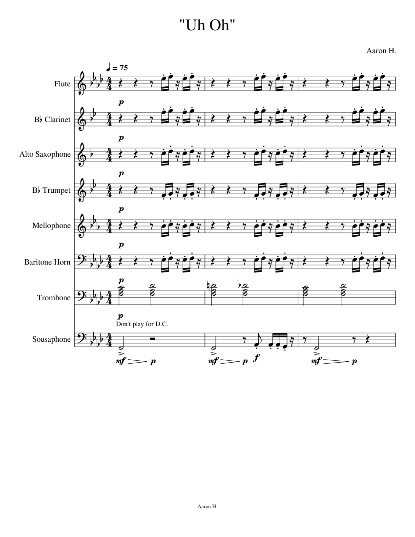 _Uh_Oh_ Sheet music for Trombone, Mellophone, Flute, Clarinet in b-flat & more instruments ...