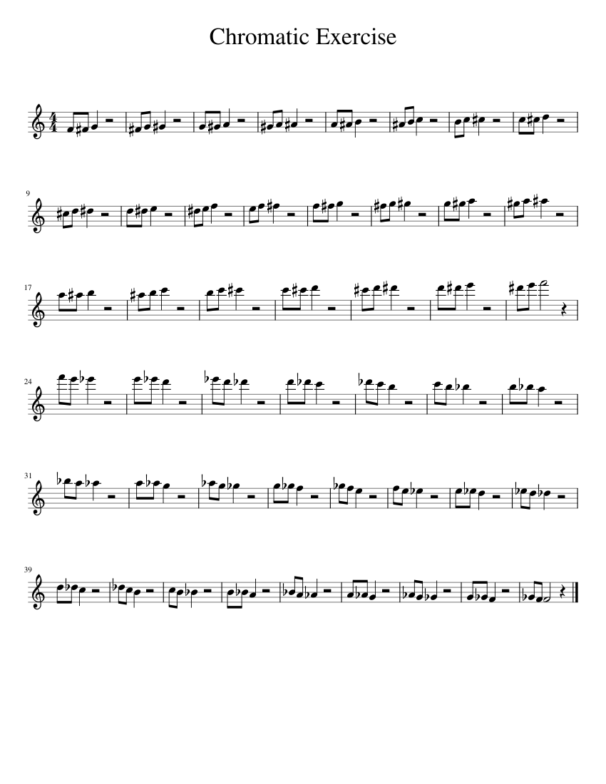 Chromatic Scale Exercise Sheet Music for Flute (Solo) | MuseScore.com