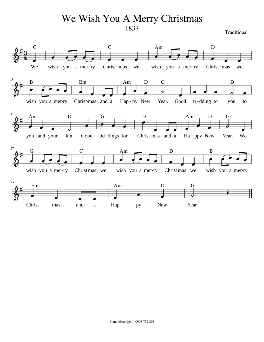 We Wish You A Merry Christmas Sheet music for Piano (Solo) Easy ...